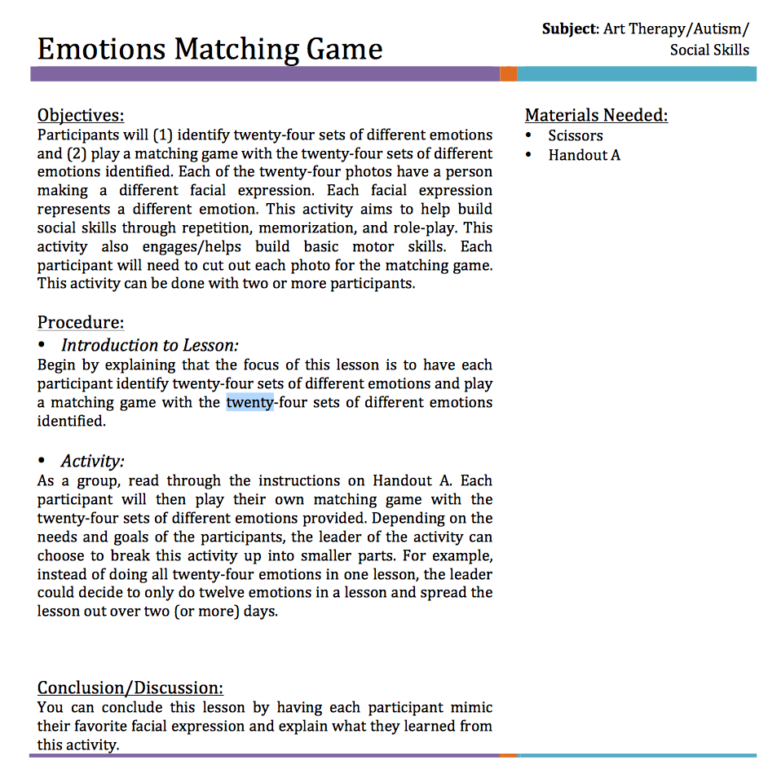 Emotions Matching Game – Hub For Helpers